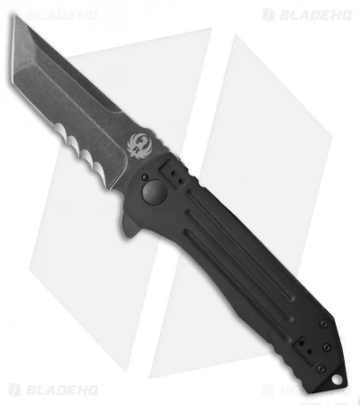 CRKT Ruger Knives 2-Stage Compact Tanto Flipper Knife (3.25″ Black Serr ...